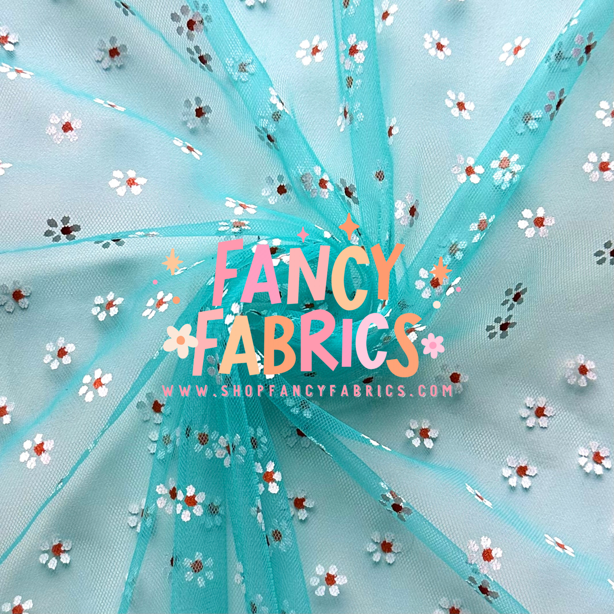 Ocean Blue | Tiny Daisy Mesh | Ready To Ship – Fancy Fabrics