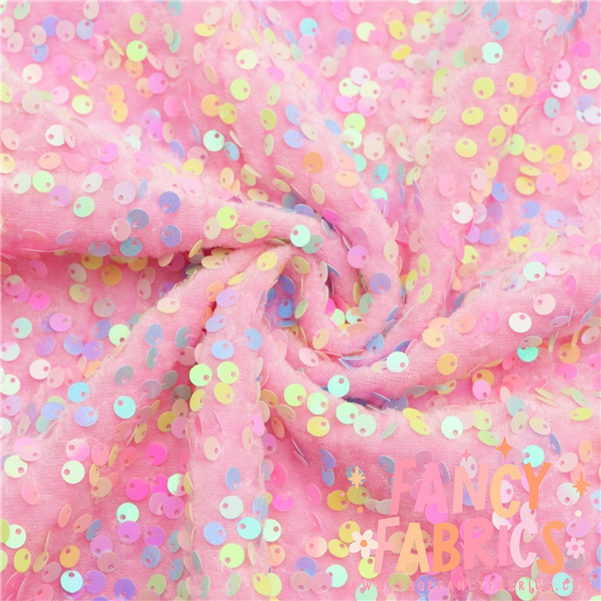 Pink Pastel | Stretch Sequin Velvet | Ready To Ship – Fancy Fabrics