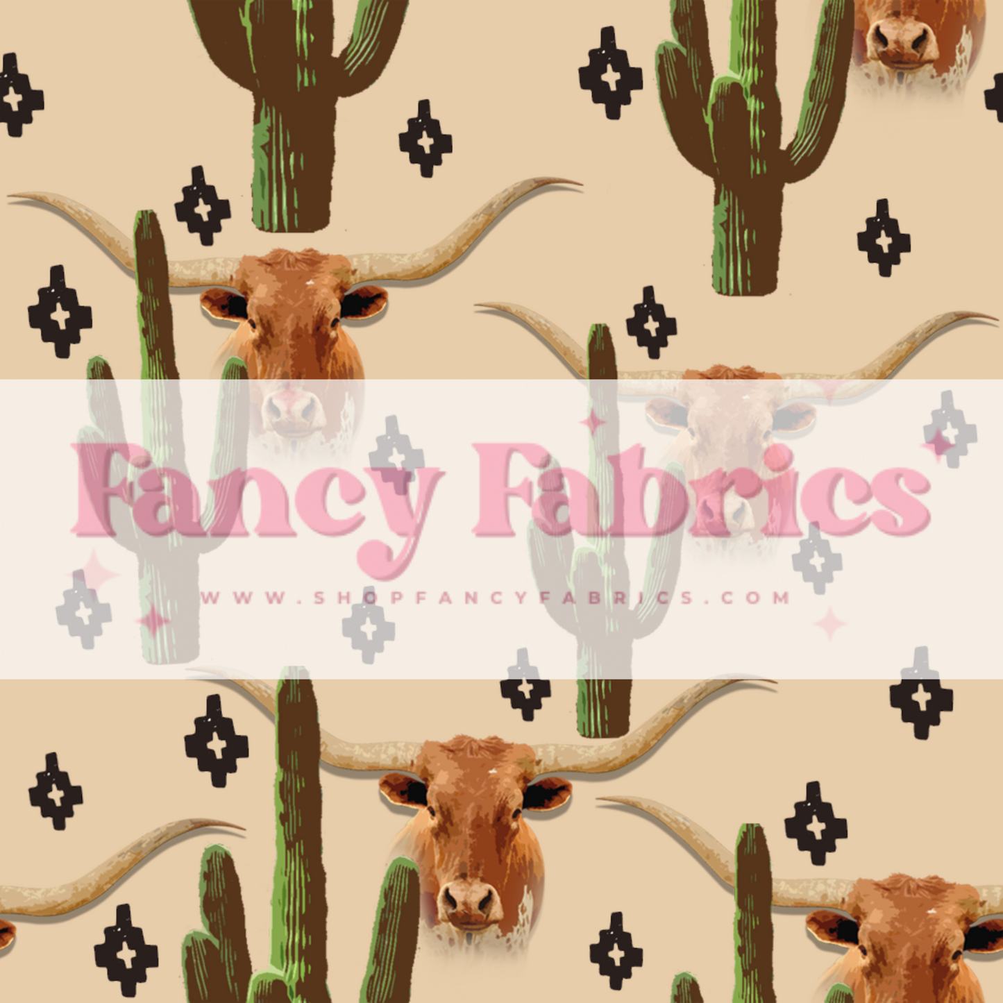 Aztec Longhorns | PREORDER | By The Yard – Fancy Fabrics